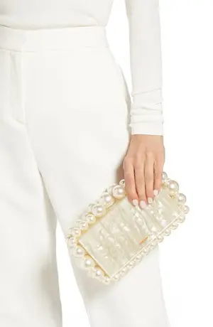 Cult Gaia Eos Beaded Acrylic Box Clutch - Ivory