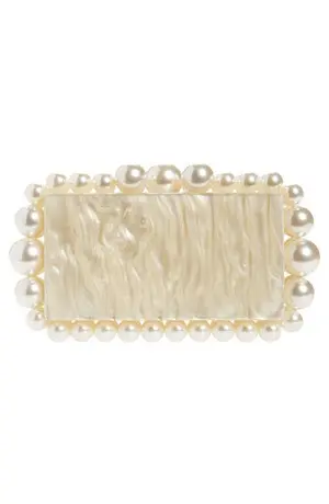 Cult Gaia Eos Beaded Acrylic Box Clutch - Ivory