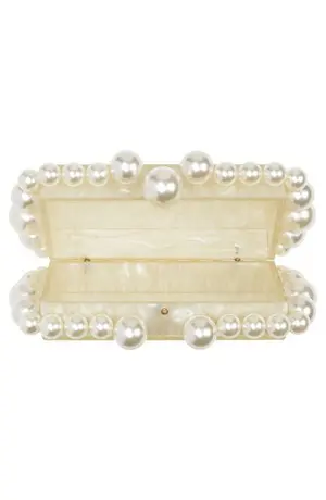 Cult Gaia Eos Beaded Acrylic Box Clutch - Ivory