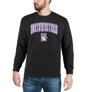 COLOSSEUM Northwestern Wildcats Arch & Logo Crew Neck Sweatshirt - Black