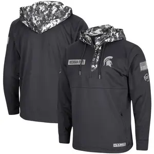 COLOSSEUM Michigan State Spartans Oht Military Appreciation Digi Camo Quarter-zip Hoodie - Charcoal