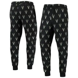 THE WILD COLLECTIVE Milwaukee Bucks Allover Logo Jogger Pants - Black