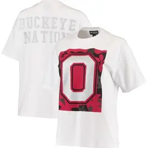 THE WILD COLLECTIVE Ohio State Buckeyes Camo Boxy Graphic T-shirt - White
