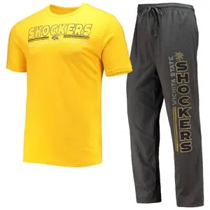 CONCEPTS SPORT Heathered Charcoal/yellow Wichita State Shockers Meter T-shirt & Pants Sleep Set - Heather Charcoal