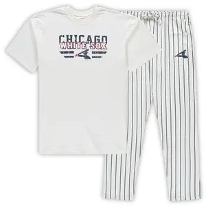 CONCEPTS SPORT Navy Chicago Sox Big & Tall Pinstripe Sleep Set - White