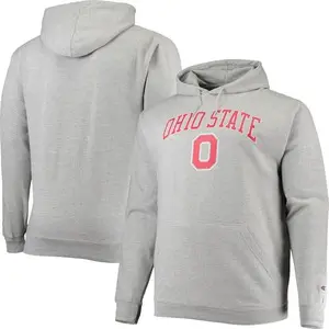 Champion Ohio State Buckeyes Big & Tall Arch Over Logo Powerblend Pullover Hoodie - Heather Gray