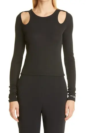 Stella McCartney Cutout Long Sleeve T-shirt 1000 Black