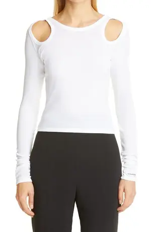 Stella McCartney Cutout Long Sleeve T-shirt 9000 Pure White