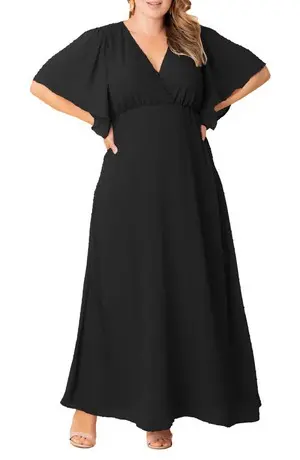 KIYONNA Metallic Thread Maxi Dress - Onyx