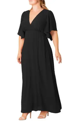 KIYONNA Metallic Thread Maxi Dress - Onyx