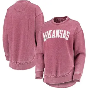 PRESSBOX Arkansas Razorbacks Vintage Wash Pullover Sweatshirt - Cardinal