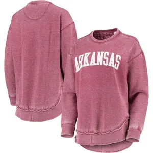 PRESSBOX Arkansas Razorbacks Vintage Wash Pullover Sweatshirt - Cardinal