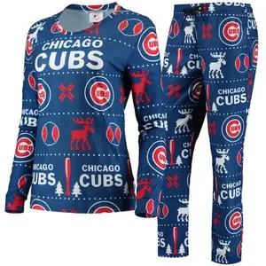 FOCO Chicago Cubs Ugly Pajama Set - Royal