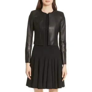 Akris Hasso Leather Crop Jacket - Black