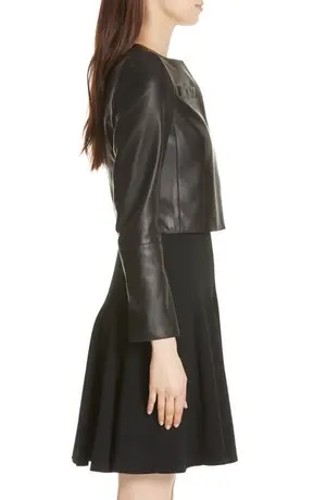 Akris Hasso Leather Crop Jacket - Black