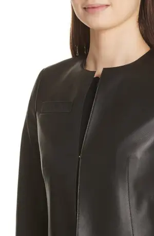 Akris Hasso Leather Crop Jacket - Black