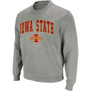 COLOSSEUM Iowa State Cyclones Arch & Logo Crew Neck Sweatshirt - Heather Gray
