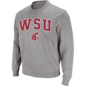 COLOSSEUM Washington State Cougars Arch & Logo Crew Neck Sweatshirt - Heather Gray