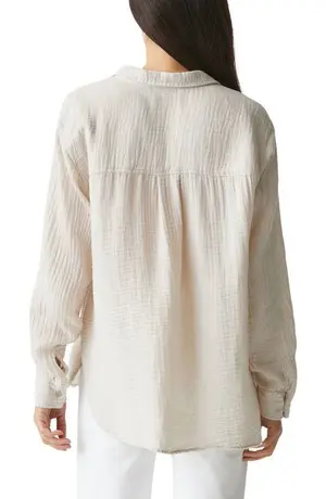 Michael Stars Leo Cotton Gauze Shirt - Cement