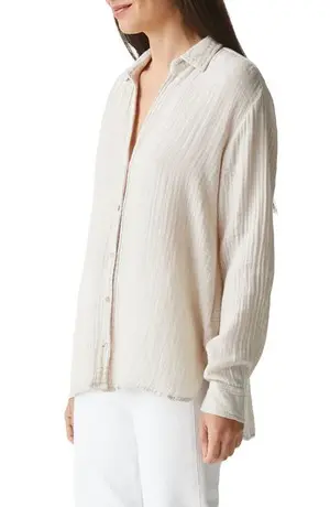 Michael Stars Leo Cotton Gauze Shirt - Cement