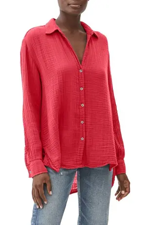 Michael Stars Michael Stars Leo Cotton Gauze Shirt Sangria