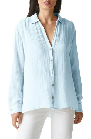 Michael Stars Leo Cotton Gauze Shirt - Water
