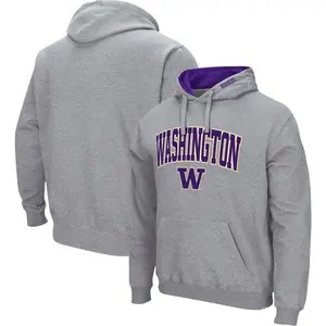COLOSSEUM Washington Huskies Arch & Logo 3.0 Pullover Hoodie - Heather Gray