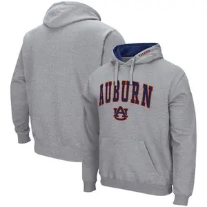 COLOSSEUM Auburn Tigers Arch & Logo 3.0 Pullover Hoodie - Heather Gray