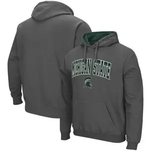 COLOSSEUM Michigan State Spartans Arch & Logo 3.0 Pullover Hoodie - Charcoal