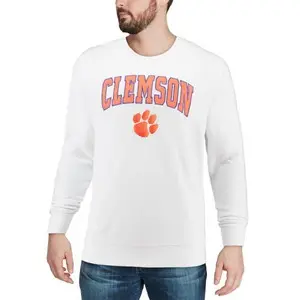 COLOSSEUM Clemson Tigers Arch & Logo Crew Neck Sweatshirt - White