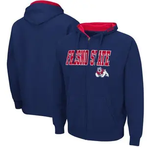 COLOSSEUM Fresno State Bulldogs Arch & Logo Full-zip Hoodie - Navy