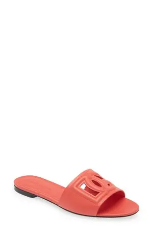 Dolce & Gabbana Bianca Interlock Slide Sandal - Corallo