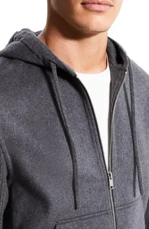 Theory Wool & Cashmere Zip Hoodie - Medium Grey
