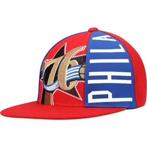 Mitchell & Ness Philadelphia 76ers Hardwood Classics Big Face Callout Snapback Hat - Red