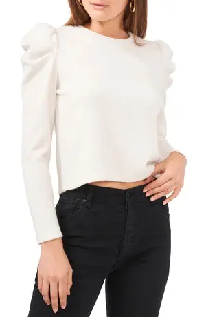 1.State Puff Sleeve Metallic Knit Top