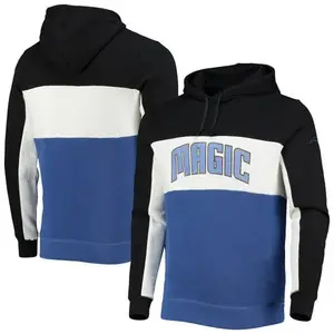 Junk Food White Orlando Magic Wordmark Colorblock Fleece Pullover Hoodie - Black