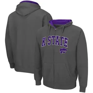 COLOSSEUM Kansas State Wildcats Arch & Logo 3.0 Full-zip Hoodie - Charcoal