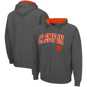 COLOSSEUM Clemson Tigers Arch & Logo Full-zip Hoodie - Charcoal