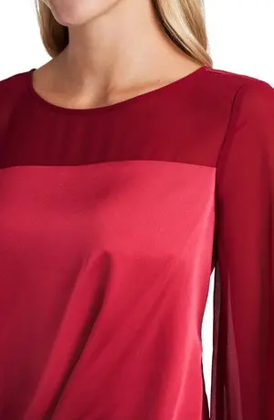 Vince Camuto Mix Media Twist Front Long Sleeve Top