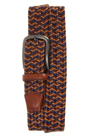 Torino Braided Leather Belt - Tan/blue/saddle