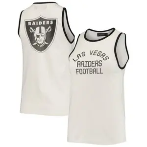 Junk Food Black Las Vegas Raiders Throwback Pop Binding Scoop Neck Tank Top - White