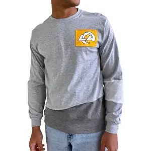 REFRIED APPAREL Los Angeles Rams Sustainable Angle Long Sleeve T-shirt - Gray