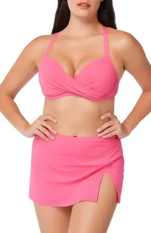 BLEU BY ROD BEATTIE Rod Beattie Kore High Waisted Skirted Bikini Bottoms Rose Red