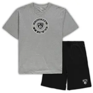 CONCEPTS SPORT Heathered Gray/black Brooklyn Nets Big & Tall T-shirt & Shorts Sleep Set - Heather Gray