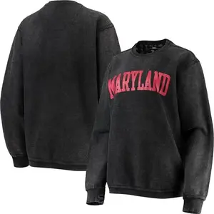 PRESSBOX Maryland Terrapins Comfy Cord Vintage Wash Basic Arch Pullover Sweatshirt - Black