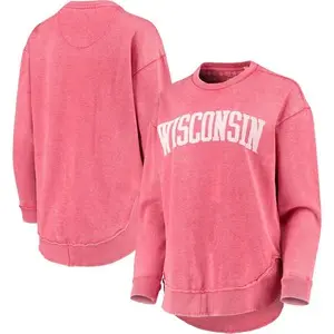 PRESSBOX Wisconsin Badgers Vintage Wash Pullover Sweatshirt - Red