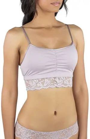 EVERVIOLET Astrid Pocketed Lace Bralette - Zdnumauve