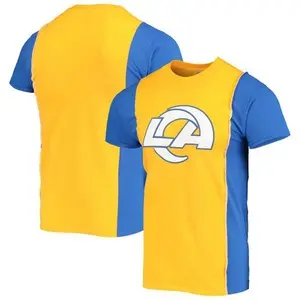 REFRIED APPAREL Royal Los Angeles Rams Sustainable Upcycled Split T-shirt - Gold