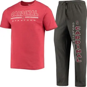 CONCEPTS SPORT Heathered Charcoal/cardinal Stanford Cardinal Meter T-shirt & Pants Sleep Set - Heather Charcoal