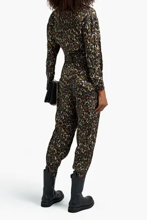 R13 Cropped Belted Leopard-print Cupro Jumpsuit - Gray